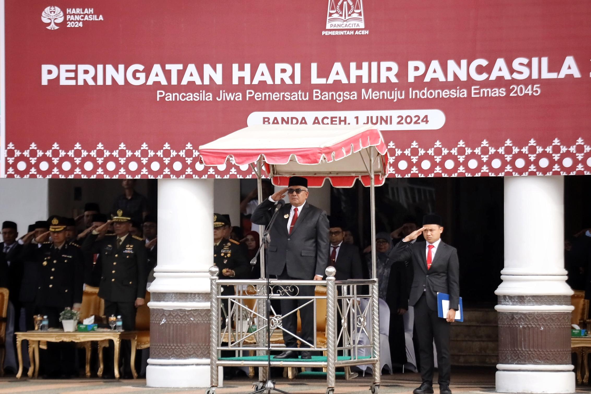 Pj Gubernur Aceh Pimpin Upacara Hari Lahir Pancasila